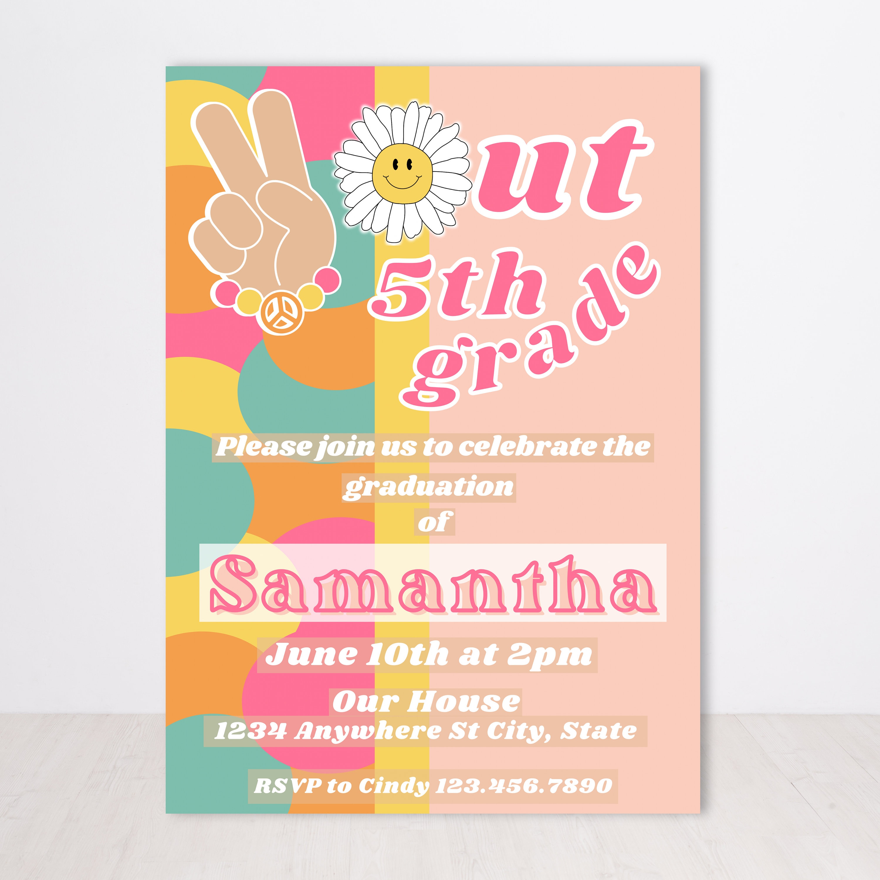 Peace Out 5th Grade Graduation Invitation: Editable Template - Etsy