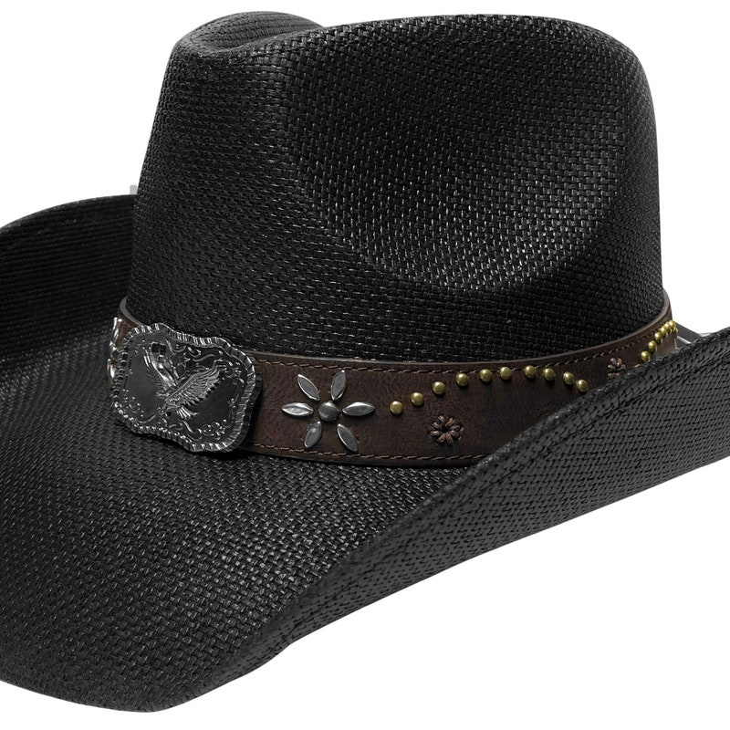 Black Straw Cowboy Hat - Etsy