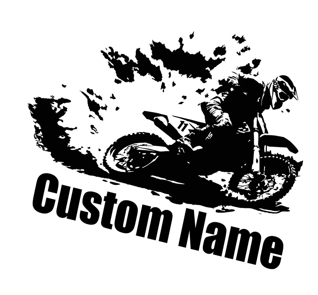 Personalized Custom Motocross Dirt Bike Cornering Vinyl Wall Decal- Add ...