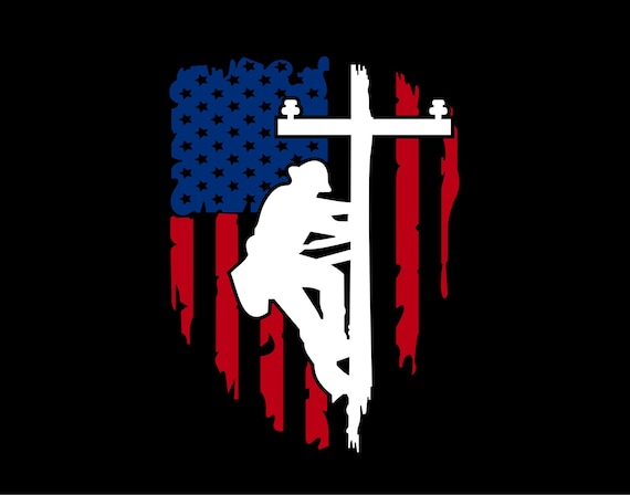 Lineman Decal Tattered Flag Vehicle Window Decal Stickers | Etsy