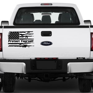 American Gun Flag Vinyl Decal - Custom Text - Truck Vehicle Window ...