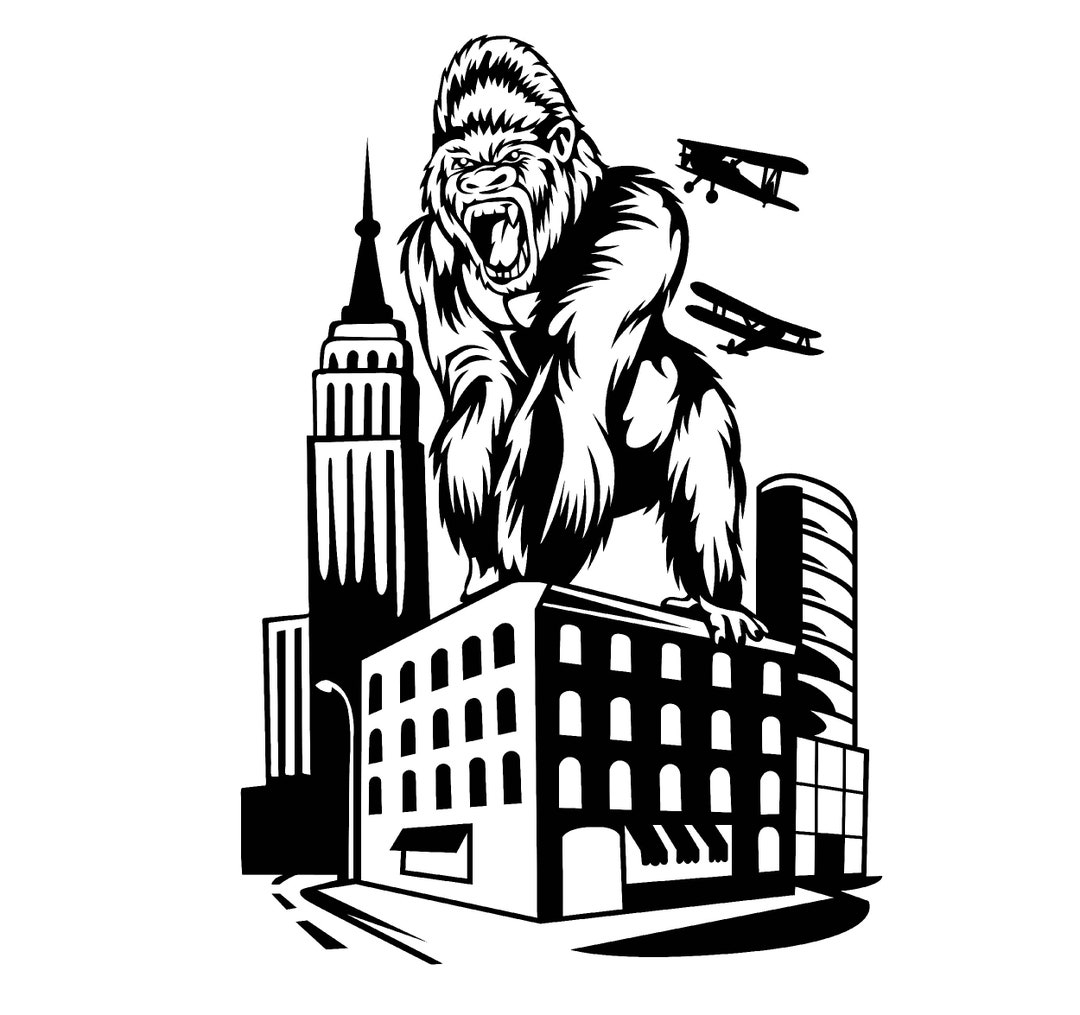 King Kong Rampage Inspired Gorilla Fighting Planes City Tower Vinyl ...