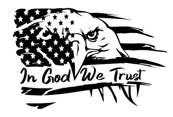 Distressed American Flag Bald Eagle in God We Trust Patriotic USA Window Vinyl Window Decal Sticker Etsy