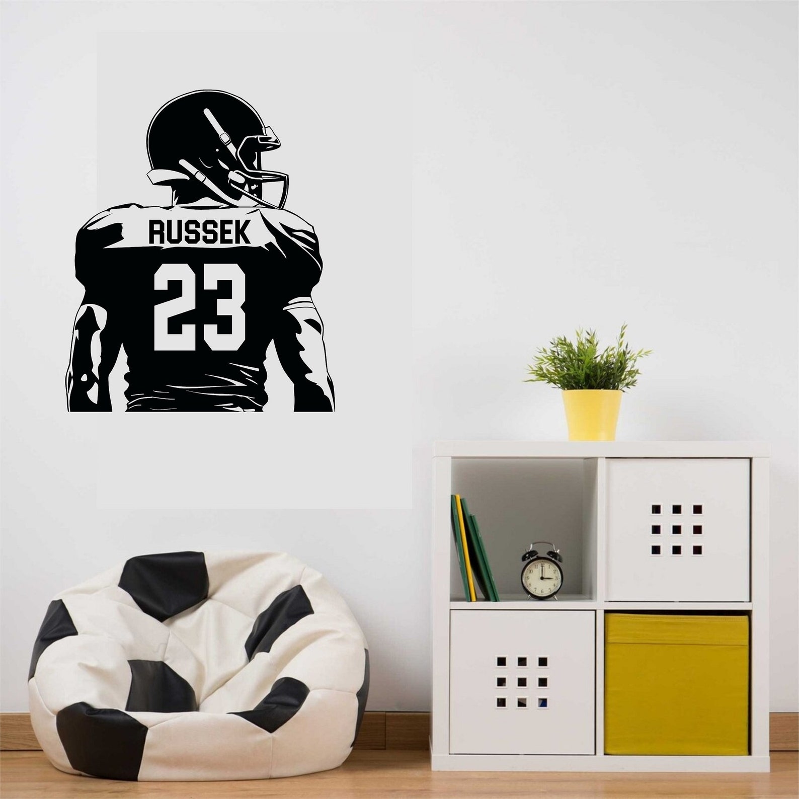 Personalized Football Wall Decal - Custom Name & Number Vinyl Sticker ...