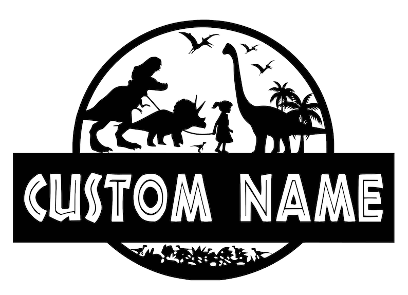 Custom Name Jurassic Girl Walking T-rex Wall Decal - Etsy