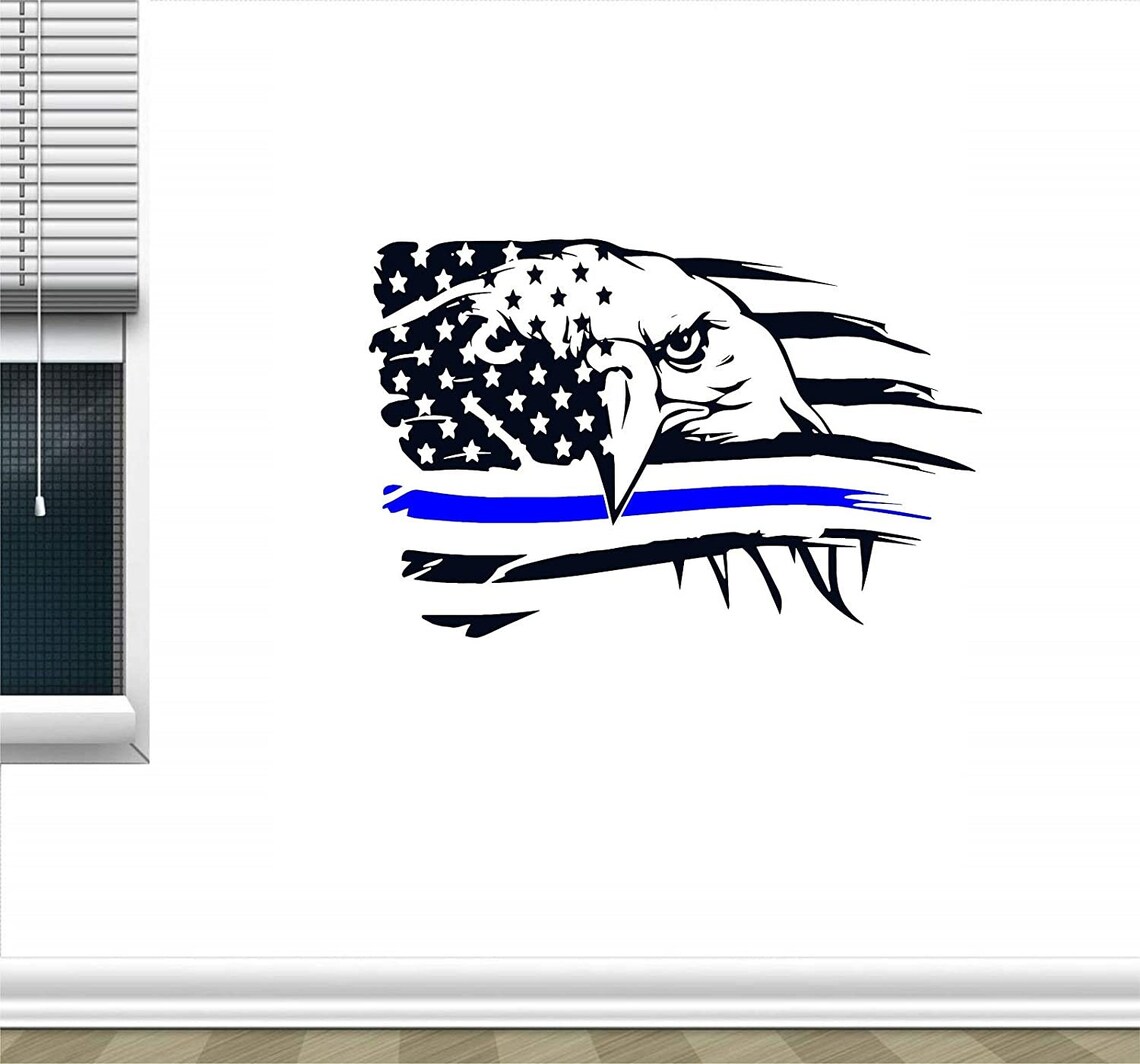 Distressed American Flag Bald Eagle Blue Line Police - Etsy