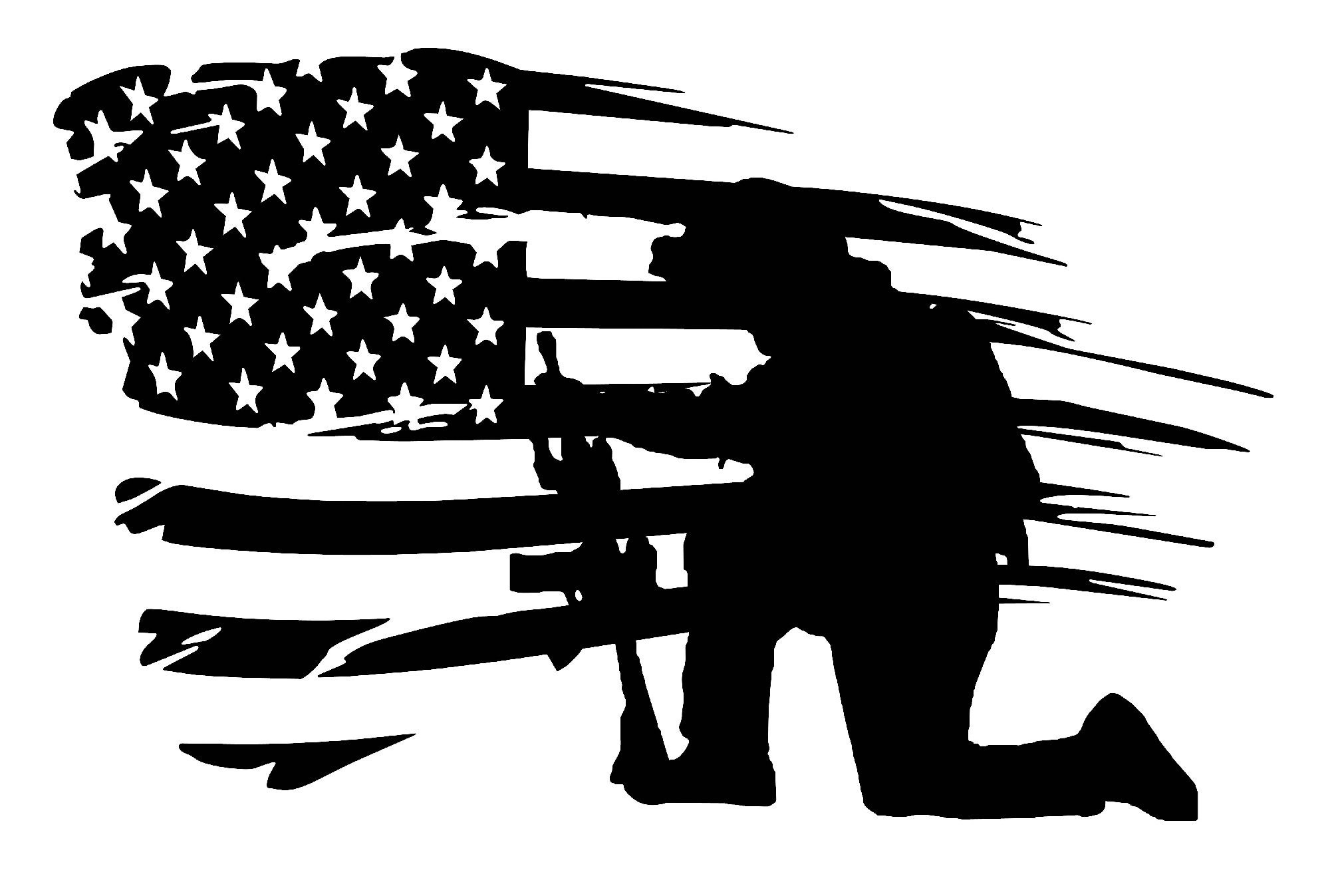 Distressed American Flag Soldier Kneeling Vinyl Decal Truck - Etsy