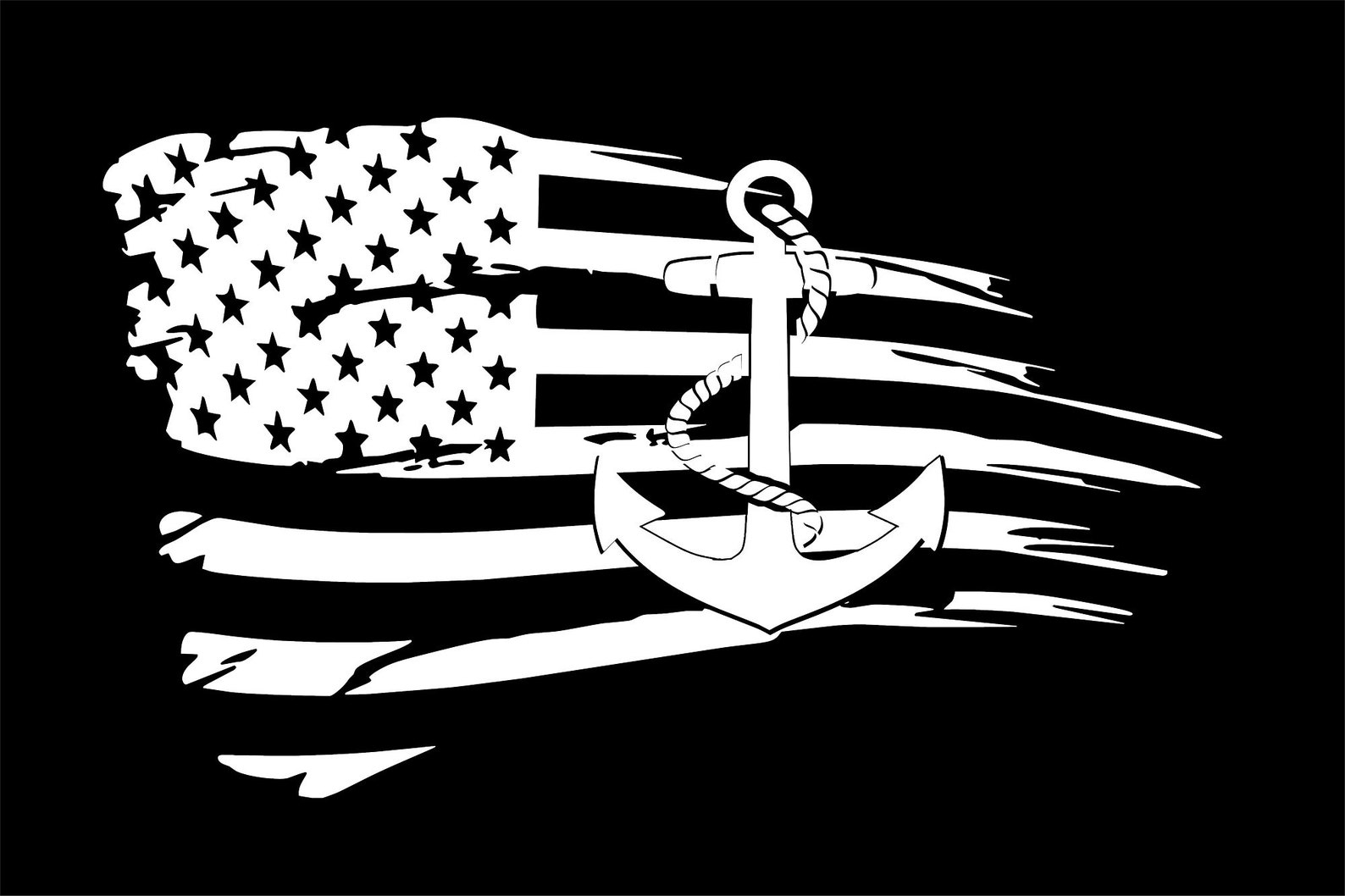 Distressed American Flag Navy Anchor Vinyl Decal Truck Window Sticker ...
