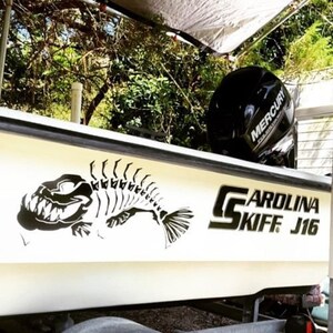 2 Skeleton Fish Boat Decals (pair) Fishing Graphic Sticker Shark Salt ...