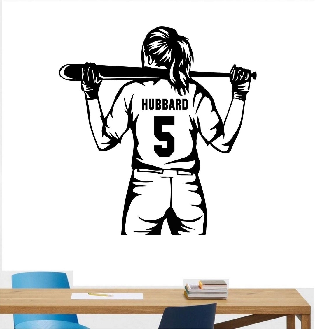 Personalized Custom Girls Softball/baseball Player Wall Decal - Choose ...