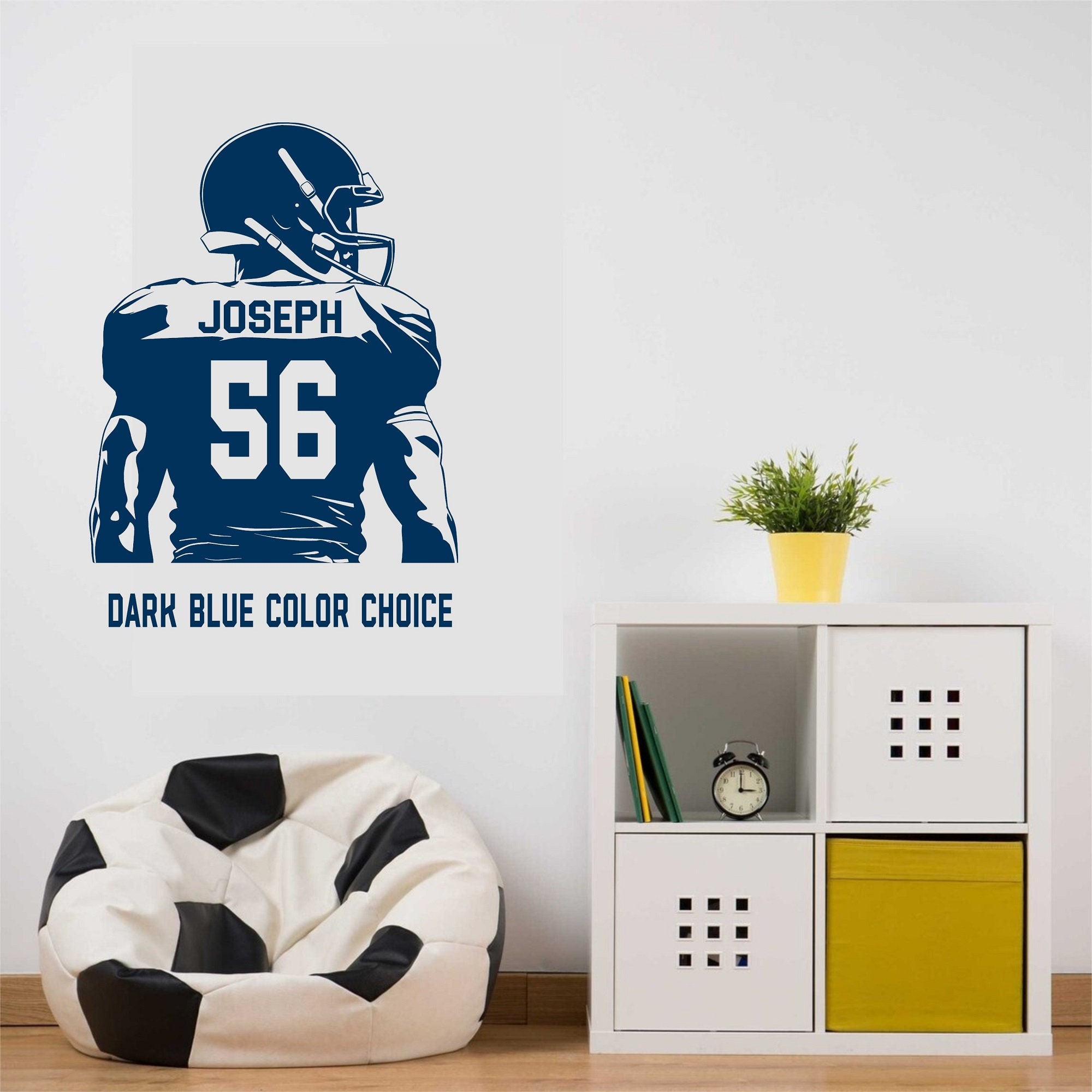 Personalized Football Wall Decal - Custom Name & Number Vinyl Sticker ...