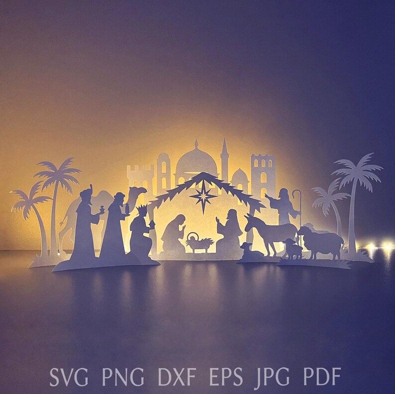 3d Nativity Scene Svg Template, Paper Сhristmas Scene With Newborn ...