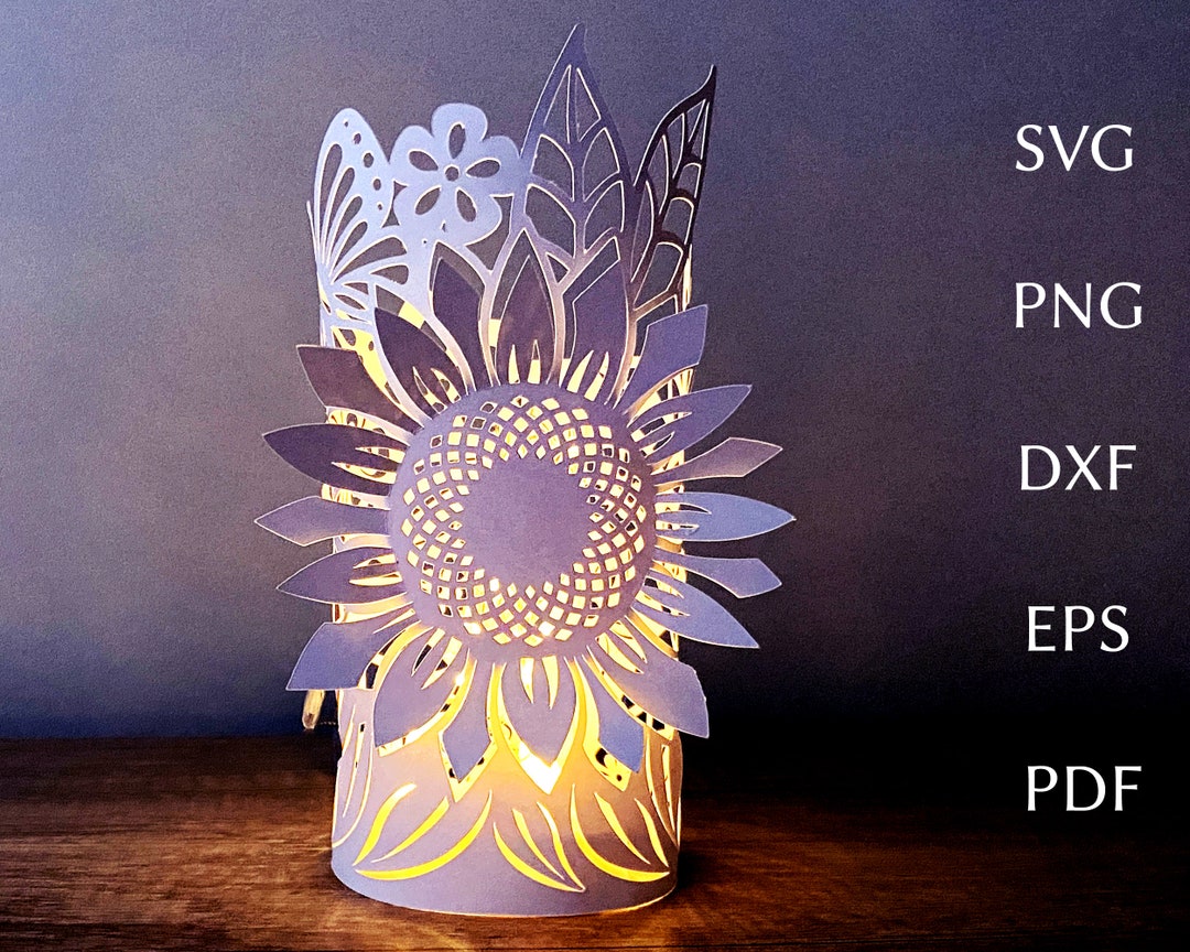 Sunflower Lantern Svg Template, Summer 3d Papercut, Paper Lantern Svg ...