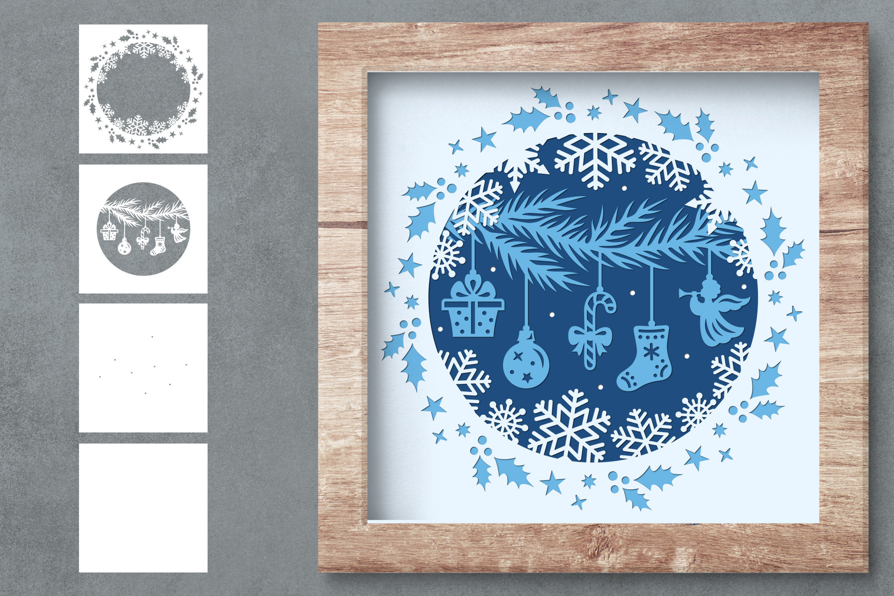 Christmas Shadow Box Svg Bundle 3d Papercut Svg Template - Etsy UK