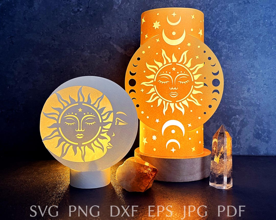 3d Paper Lanterns Svg Template, Sun Moon Stars Lantern Svg Cut File for ...