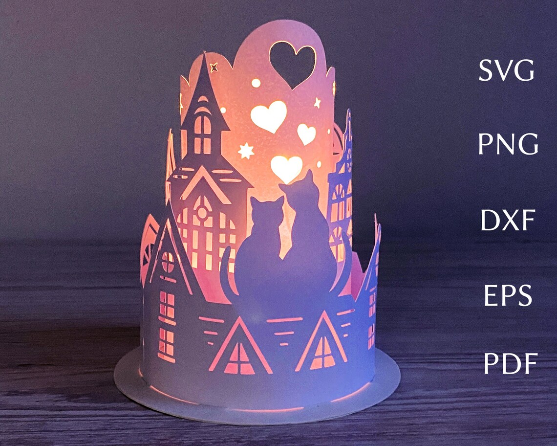 Valentines Lantern Svg Template 3d Papercut Cut File for - Etsy