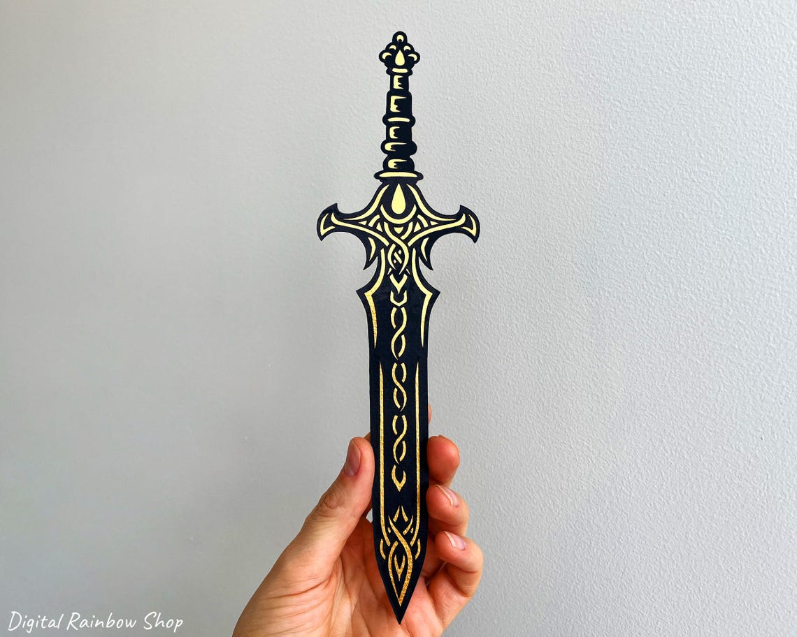 Sword Bookmark Svg Template, Fantasy Paper Bookmark for Book Lover ...
