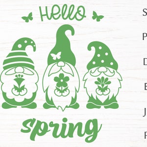 Spring Gnome With Quote: Hello Spring Round Door Sign Svg Cut - Etsy