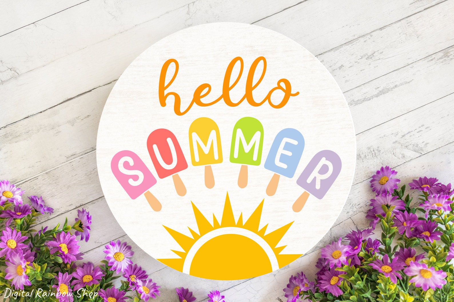 Summer Welcome Sign Svg, Hello Summer Round Sign Svg Cut File for ...