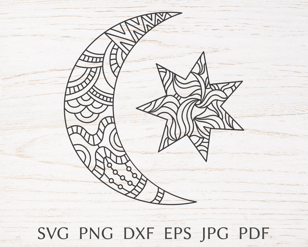 Moon Svg Star Svg Cut File for Cricut Zentangle Svg Files. - Etsy Canada