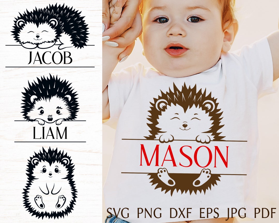 Baby Split Monogram Svg, Cute Hedgehog Svg Cut File for Cricut, Baby ...