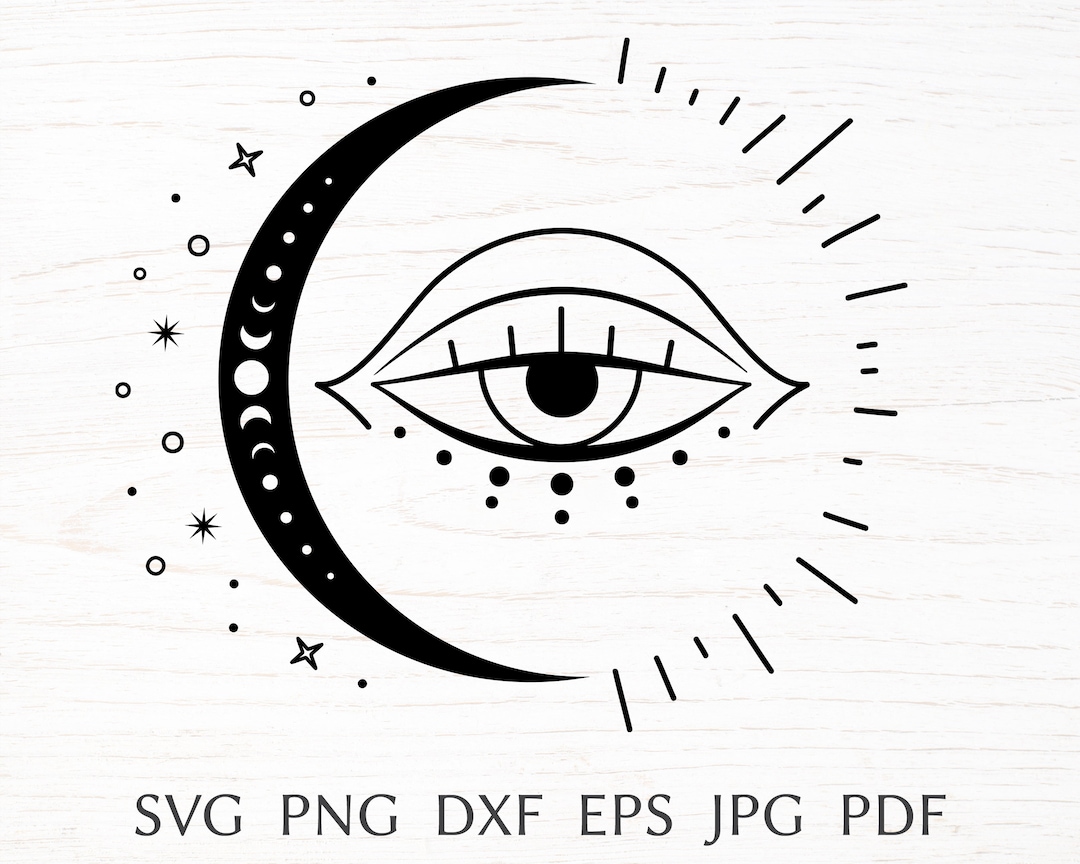 Moon Svg With Evil Eye Boho Witchy Svg Cut File for Cricut - Etsy