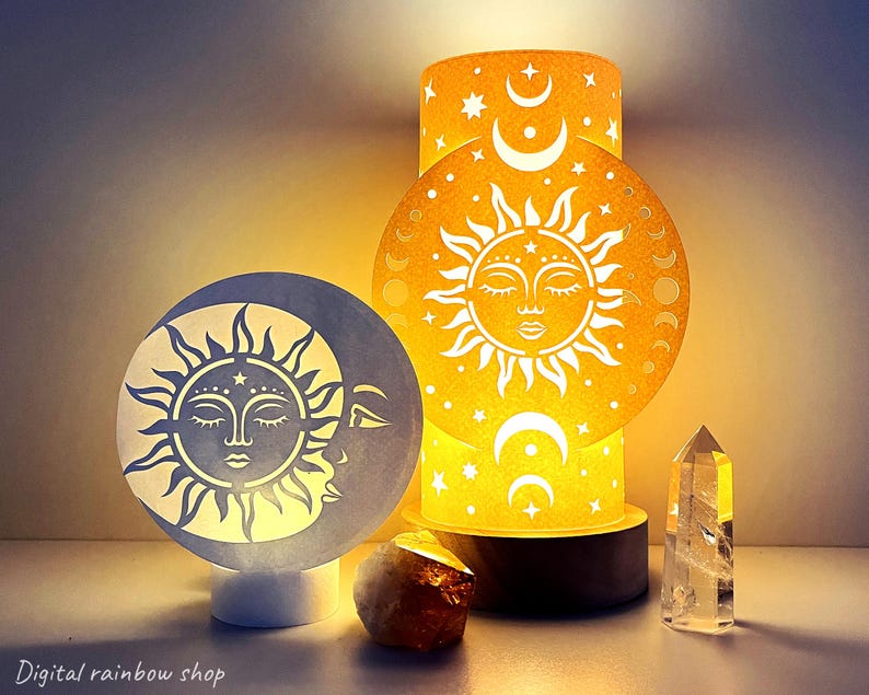 3d Paper Lanterns Svg Template, Sun Moon Stars Lantern Svg Cut File for ...