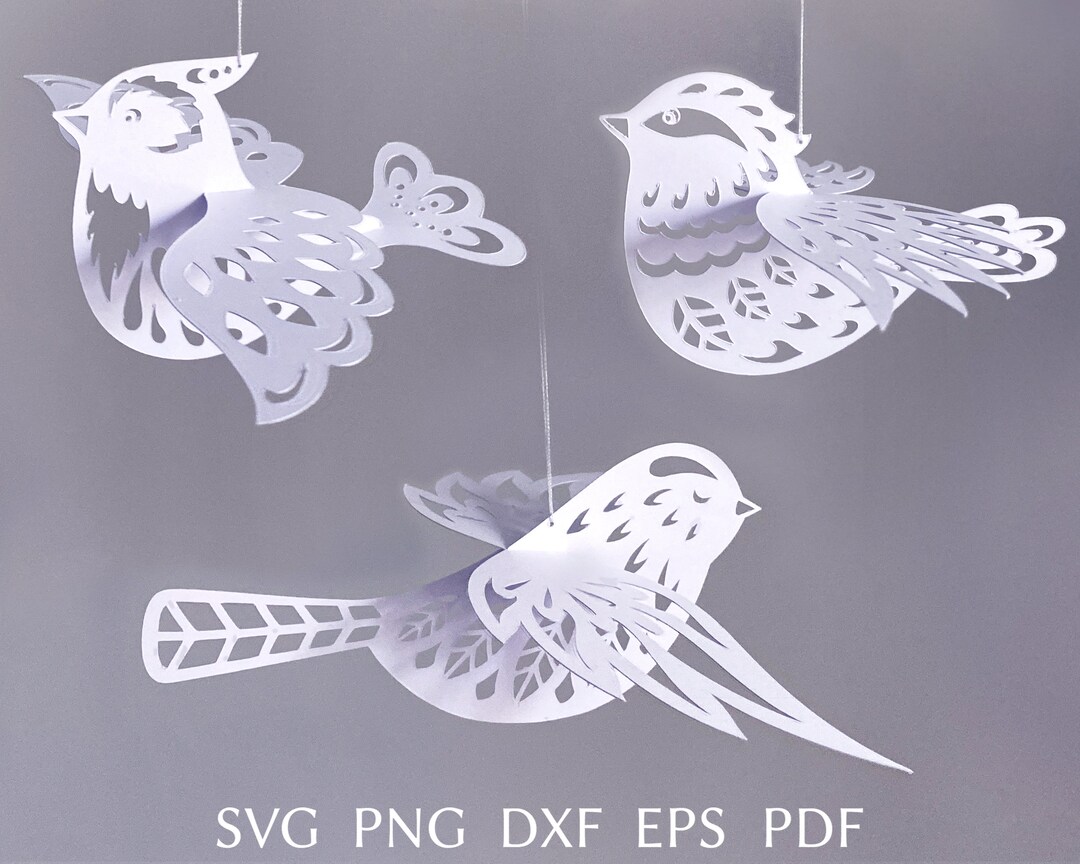 Layered 3d Birds Svg Bundle, Paper Bird Template, DIY Decor Svg Cut ...