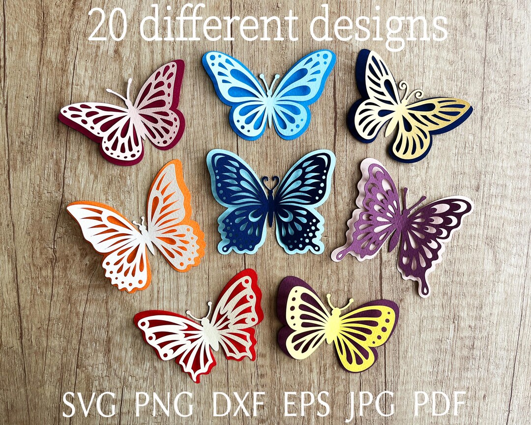 3D Butterfly Template Svg Bundle, Layered Paper Butterfly сutting ...