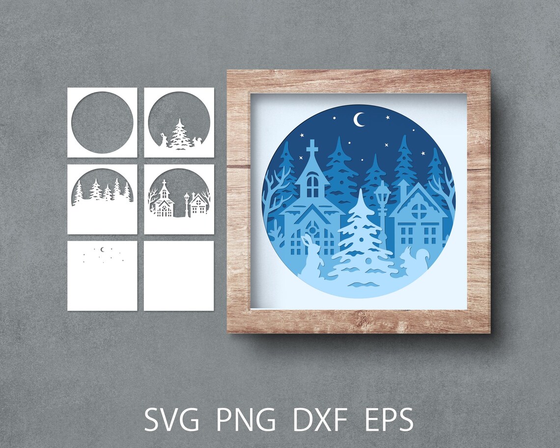 Christmas Shadow Box Svg Cut File, 3d Papercut Svg Template, Layered ...