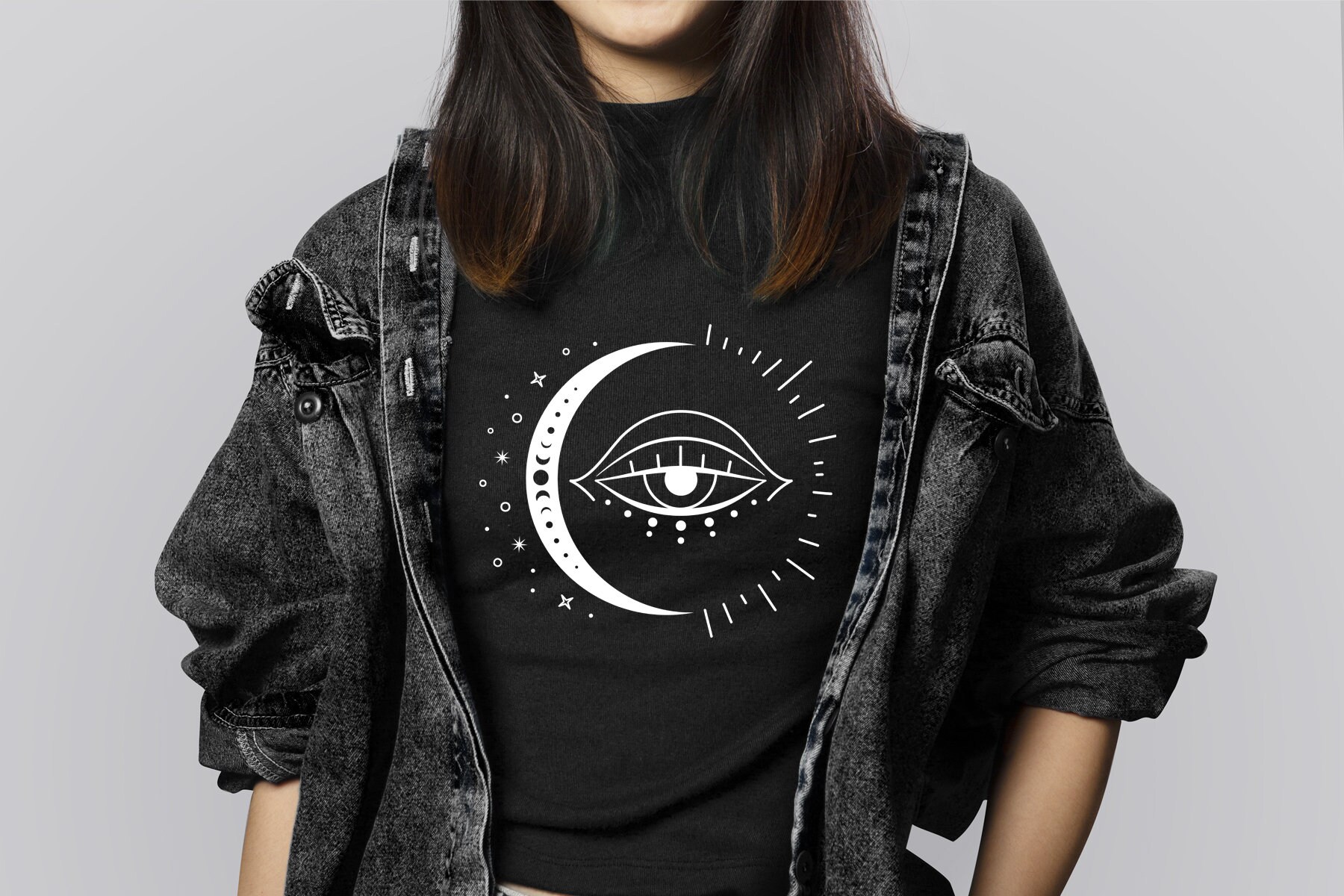 Moon Svg With Evil Eye, Boho Witchy Svg Cut File for Cricut, Mystical ...