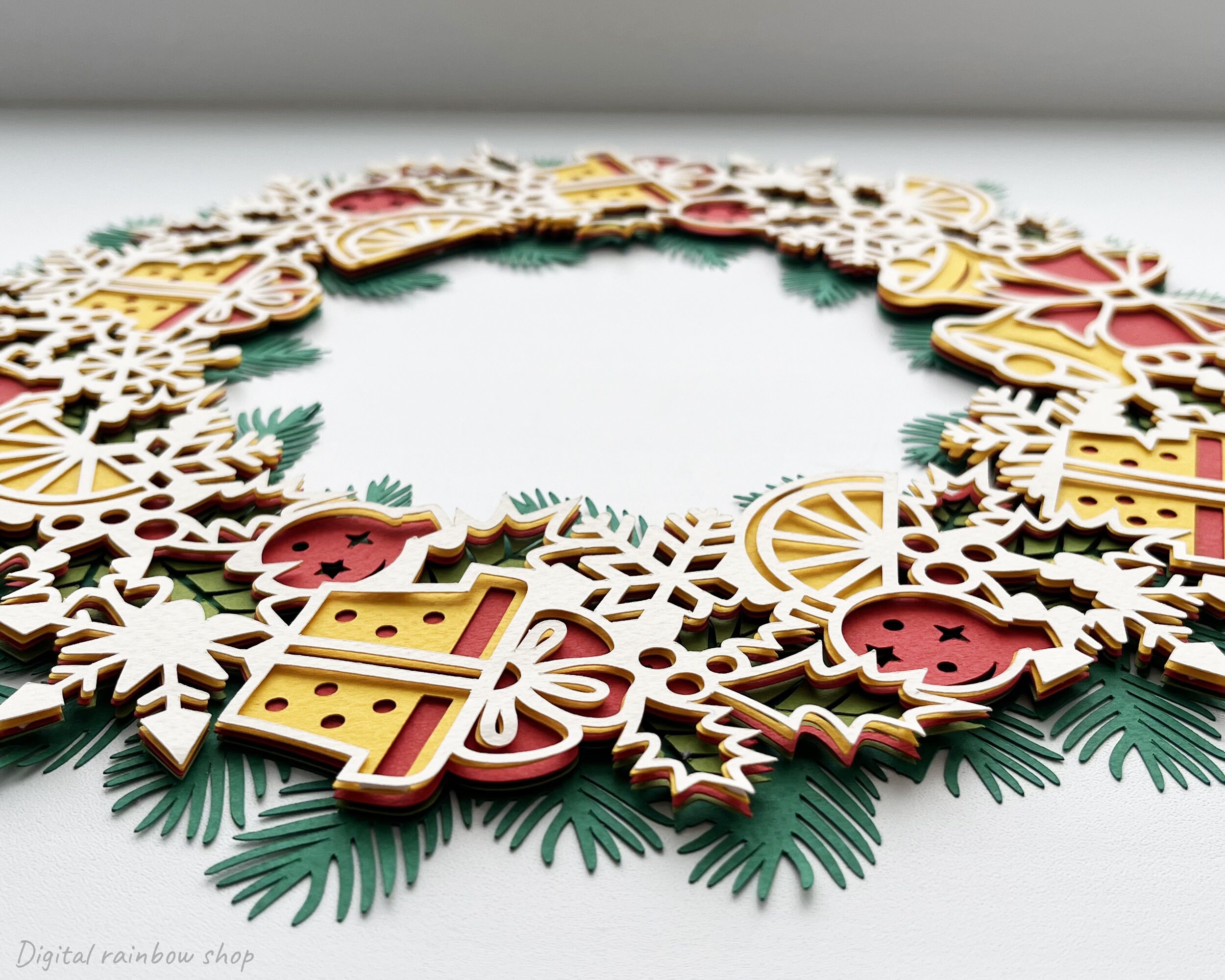 Christmas Wreath Svg Cut File for Cricut, 3D Layered Paper Wreath ...