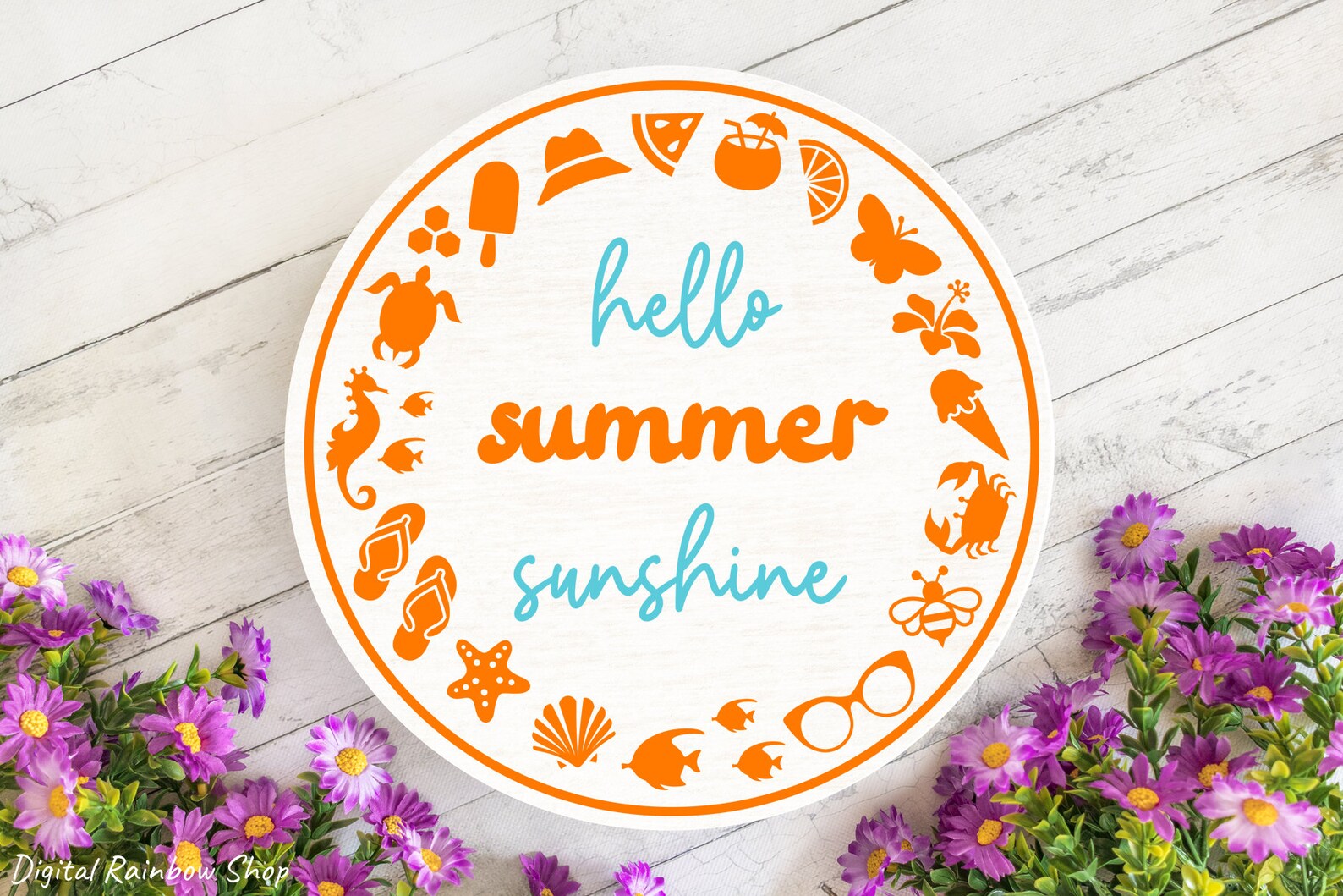 Summer Welcome Sign Svg, Hello Summer Round Sign Svg Cut File for ...