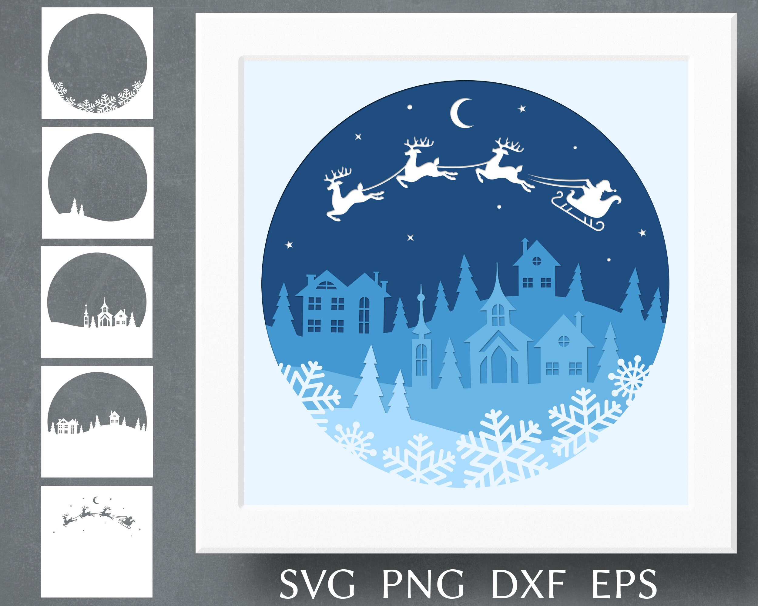 Christmas Shadow Box Svg Bundle 3d Papercut Svg Template - Etsy UK
