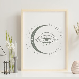 Moon Svg With Evil Eye, Boho Witchy Svg Cut File for Cricut, Mystical ...