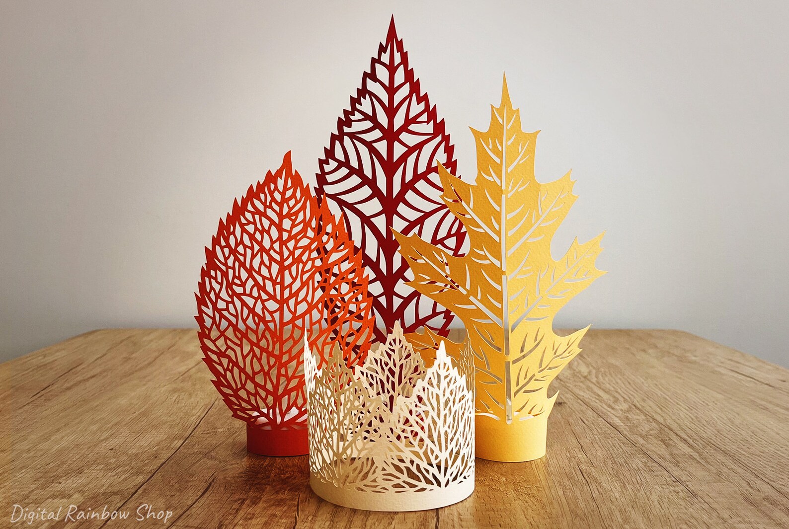 Fall Leaves Svg Lantern Template, Autumn 3d Papercut, Paper Lantern Svg ...