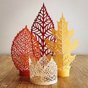 Fall Leaves Svg Lantern Template, Autumn 3d Papercut, Paper Lantern Svg ...