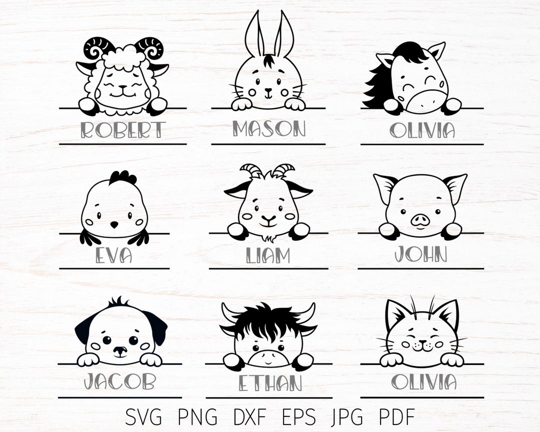 Baby Split Monogram Svg Bundle, Cute Farm Animals Monogram Svg Cut File ...