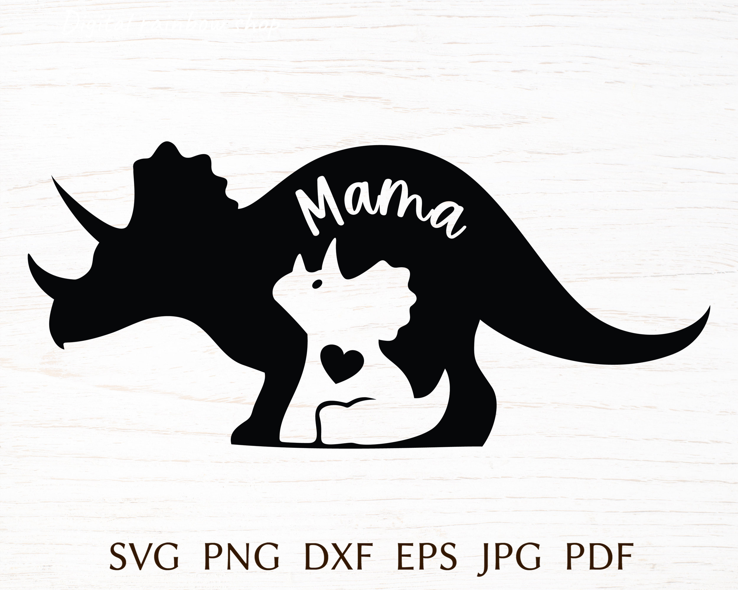 Mom and Baby Dinosaur Svg Cut File for Cricut, Mama Svg, Mothers Day or ...