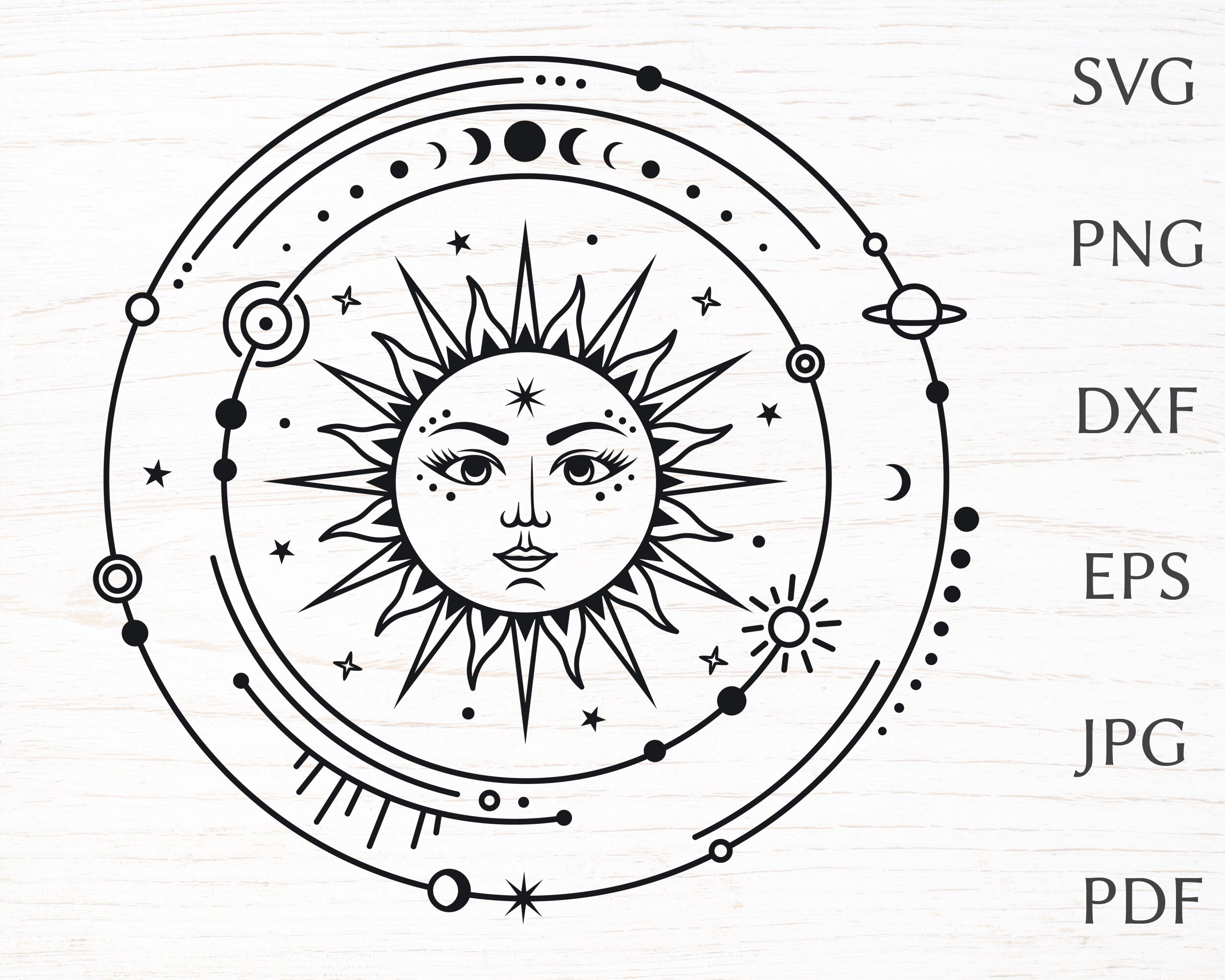 Mystical Sun Svg Celestial Svg Cut File for Cricut Solar - Etsy Australia