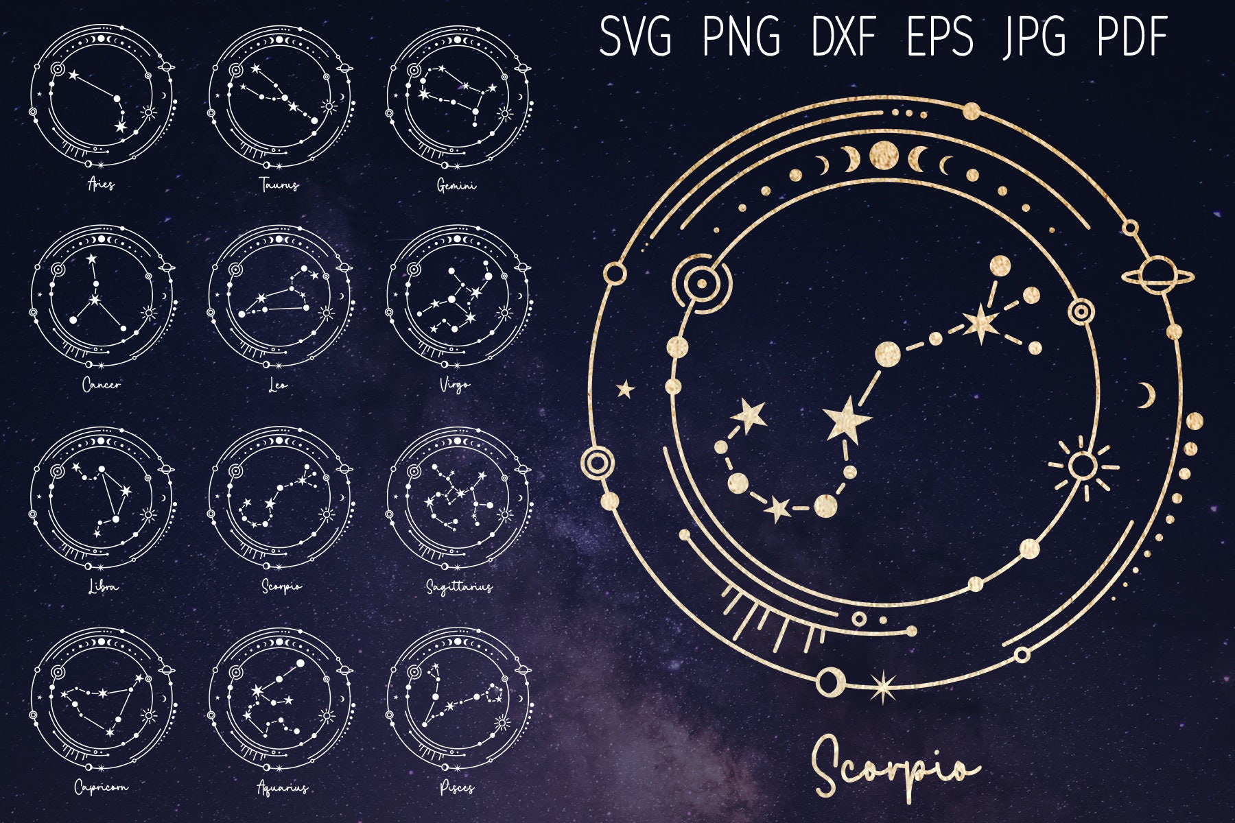 Celestial Svg Bundle, Boho Svg Cut File for Cricut, Mystical Print for ...