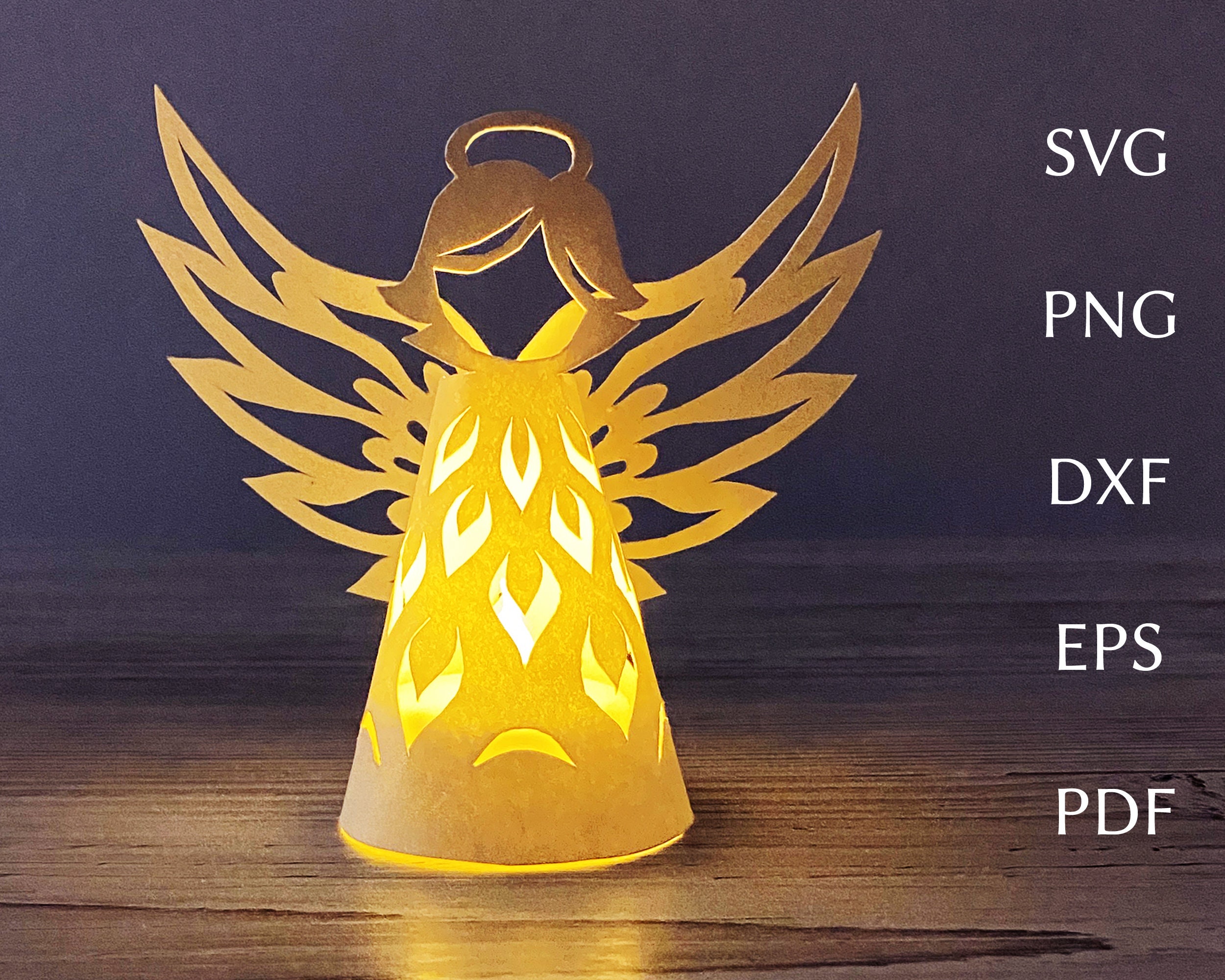 Christmas Lantern Svg Template, 3d Angel Papercut, Tea Light Lantern ...
