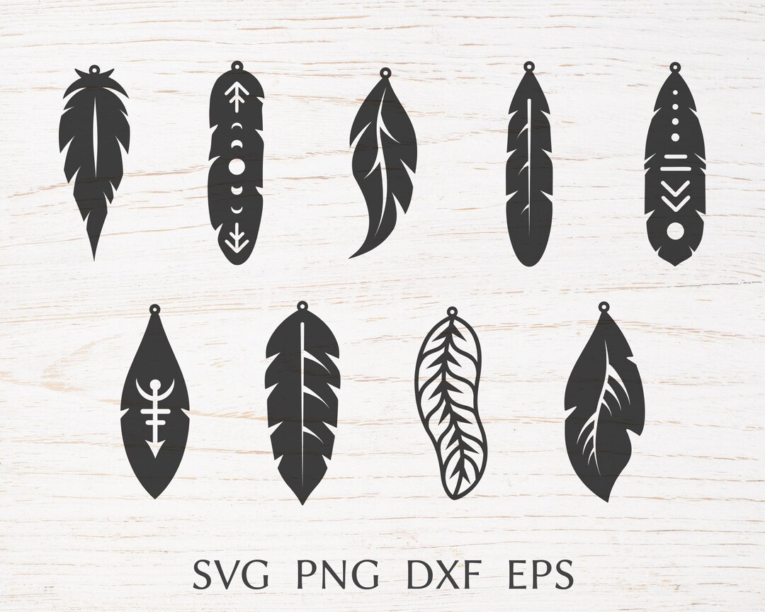 Earring Svg File for Cricut, Feather Leather Earring Bundle, Laser Cut ...