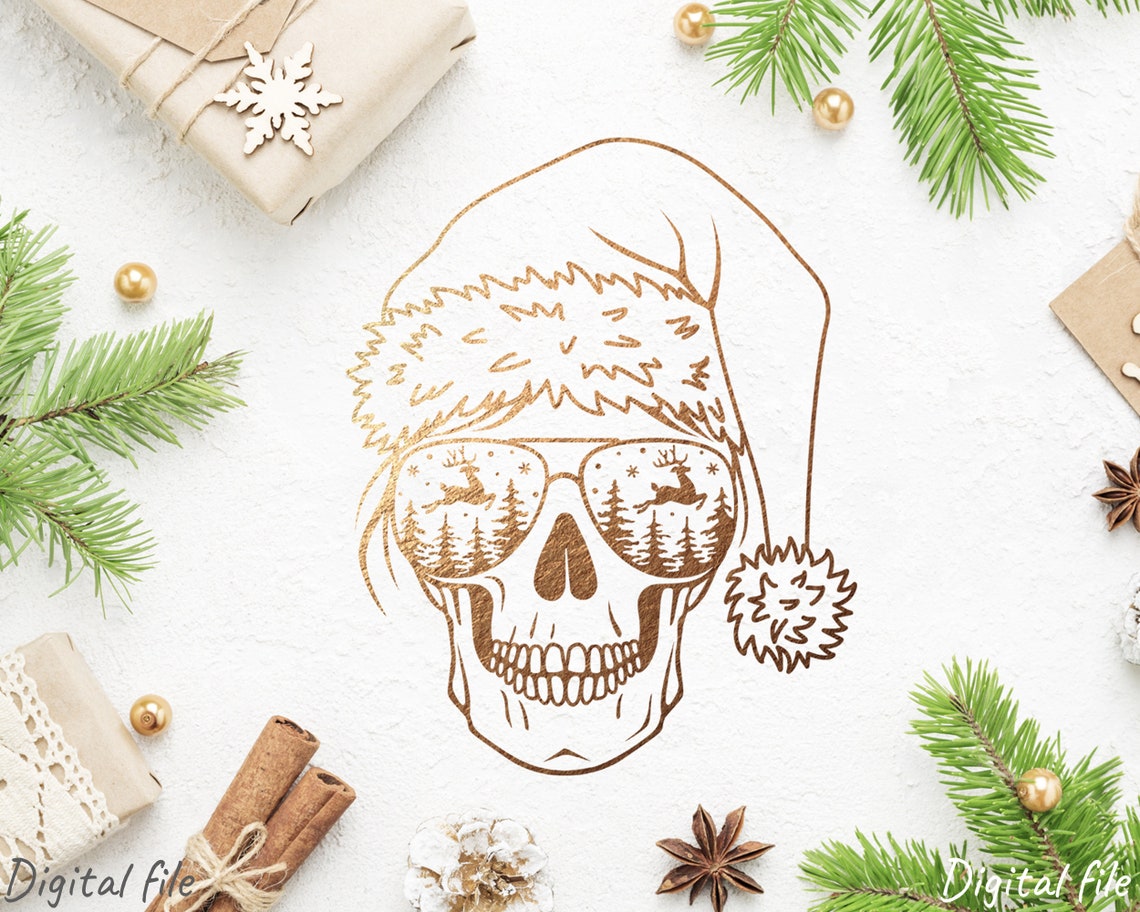 Christmas Skull Svg, Santa Skull Svg Cut File for Cricut, Mom Christmas ...