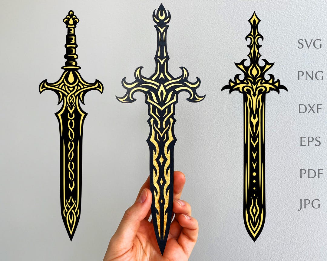 Sword Bookmark Svg Template, Fantasy Paper Bookmark for Book Lover ...