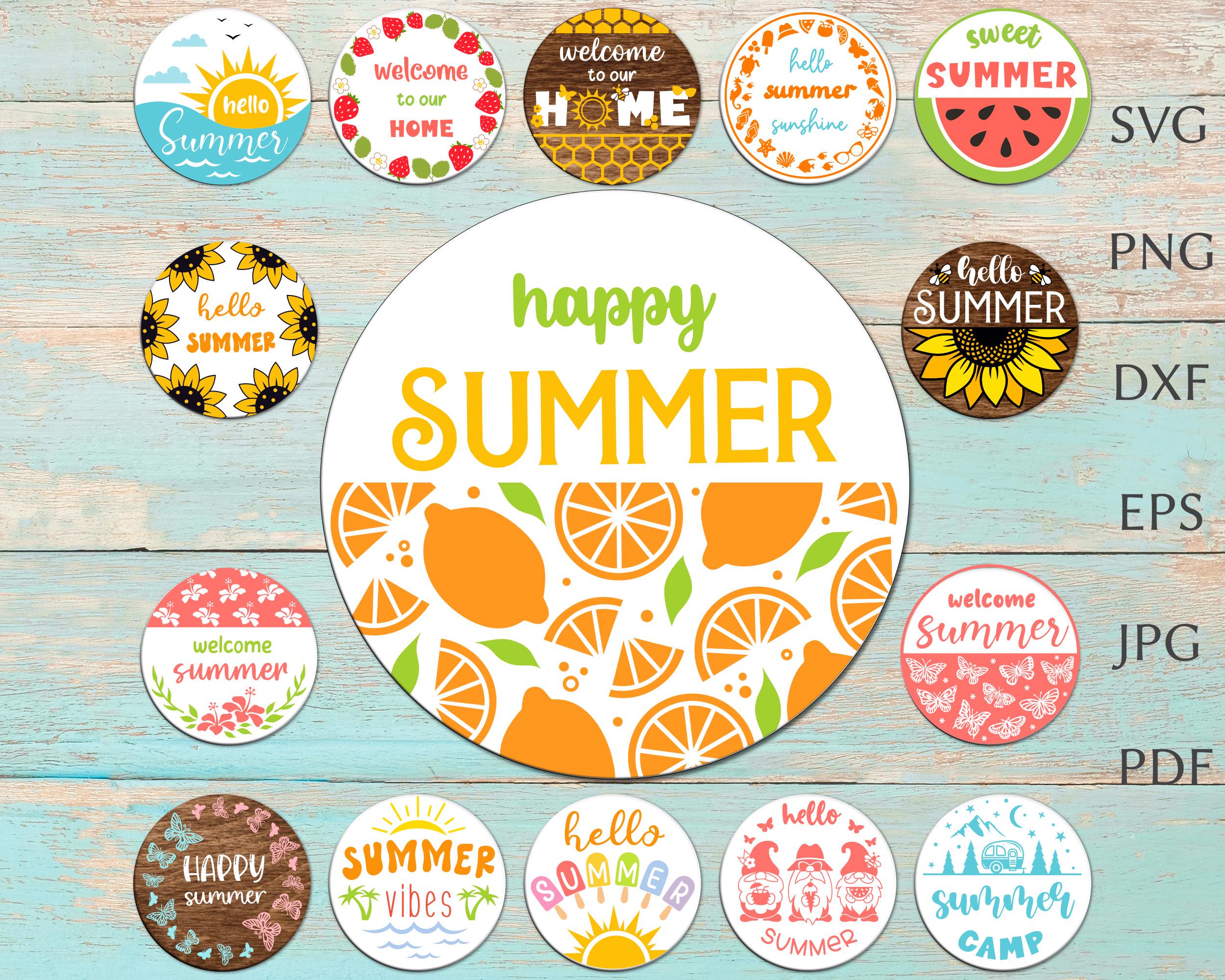 Summer Welcome Sign Svg, Hello Summer Round Sign Svg Cut File for ...