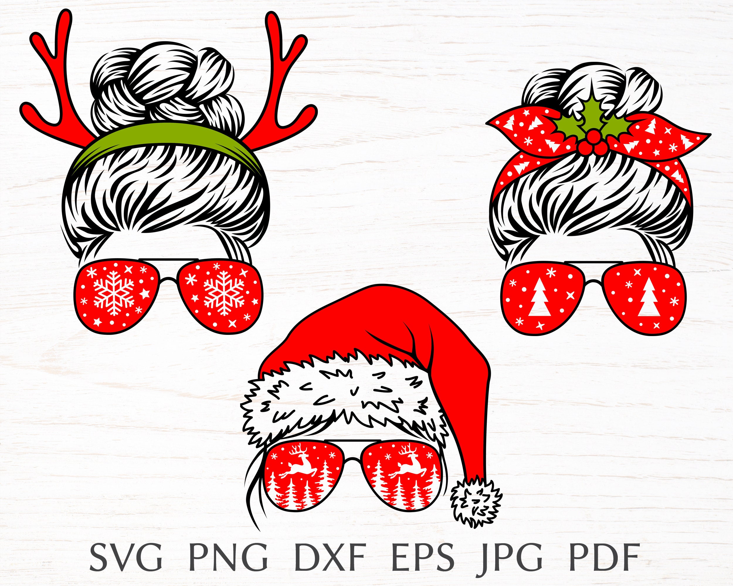 Christmas Messy Bun Svg Mom Life Svg Cut File For Cricut Etsy
