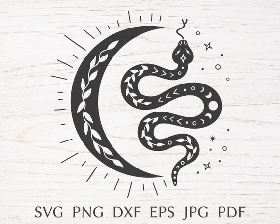 Boho Svg Snake and Crescent Moon Svg Cut File for Cricut - Etsy