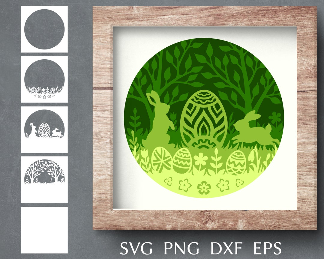 Easter Shadow Box Svg Template, Layered Shadow Box With Egg & Easter ...