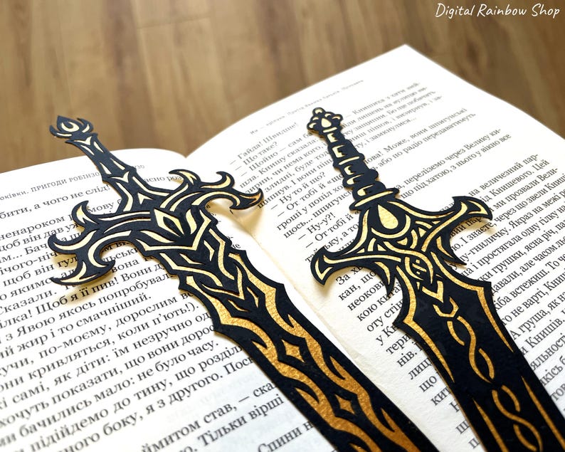 Sword Bookmark Svg Template, Fantasy Paper Bookmark for Book Lover ...